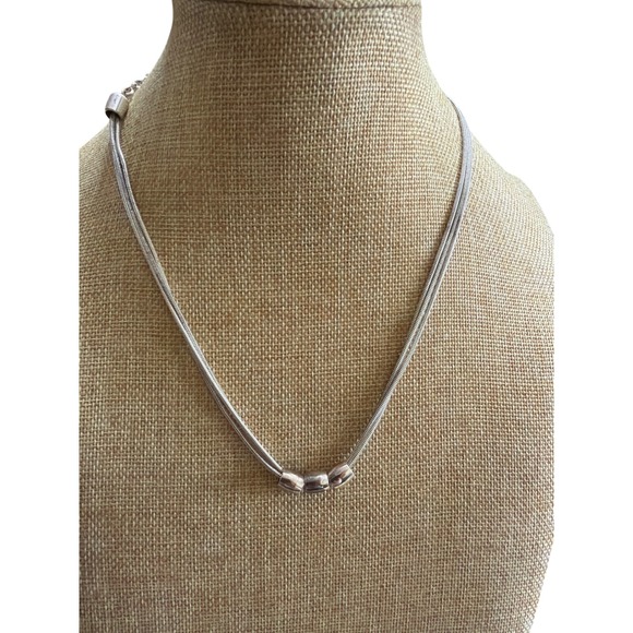 Jewelry | Silver Tone Triple Strand Snake Chain Necklace With Sliding ...